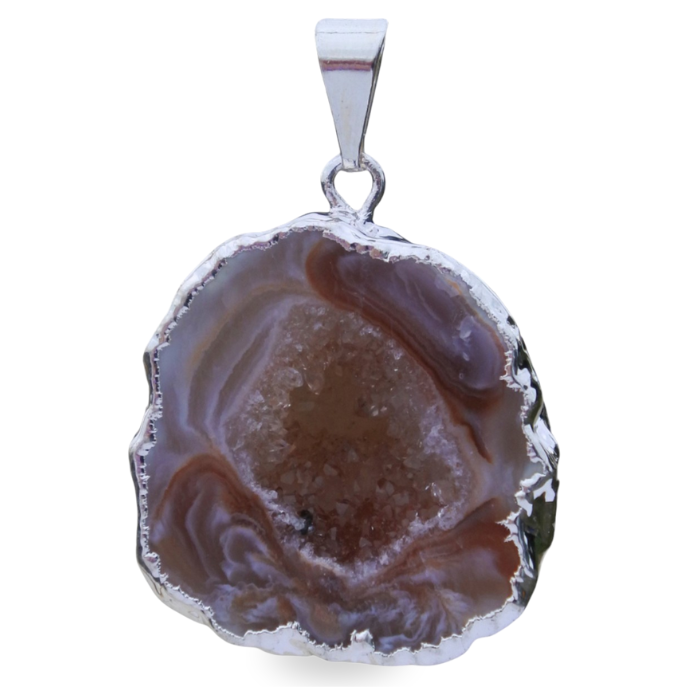 Silver plated pendant - Geode - The Old Earth