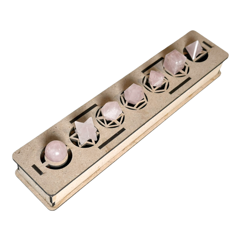 Geometry stone set in box - Rosequartz - The Old Earth