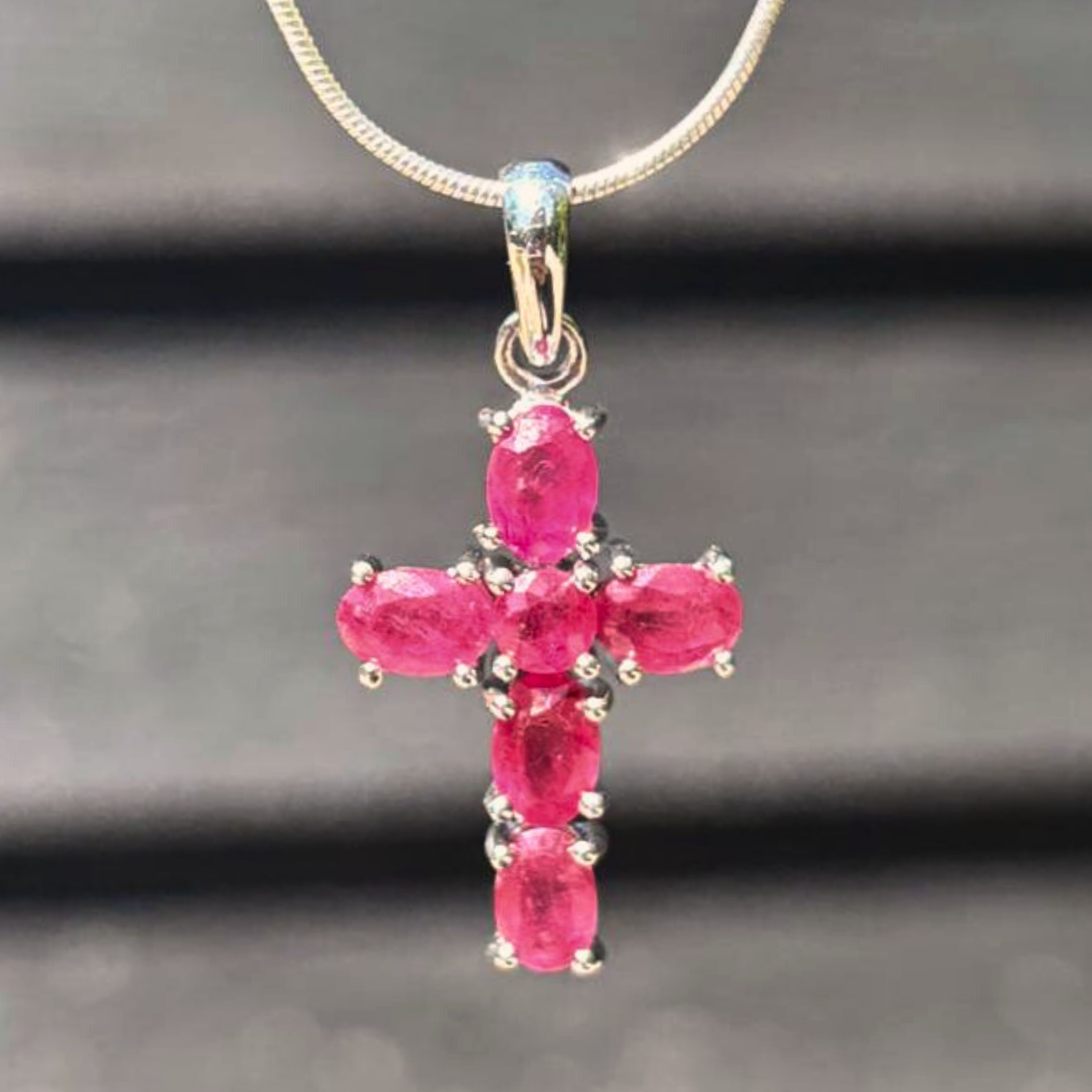 Pendant - cross - Ruby - The Old Earth