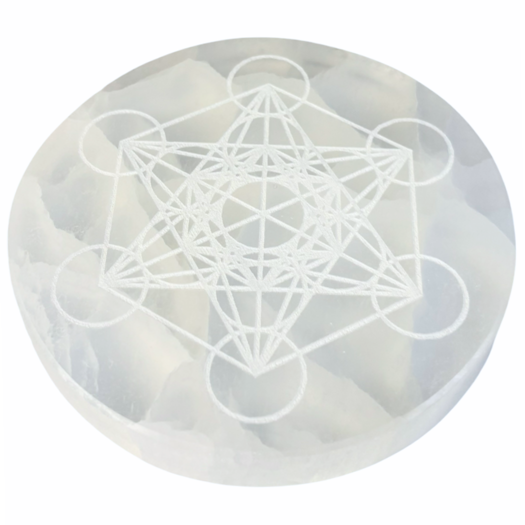 Selenite - Disc - Round - 10CM - Grit - The Old Earth